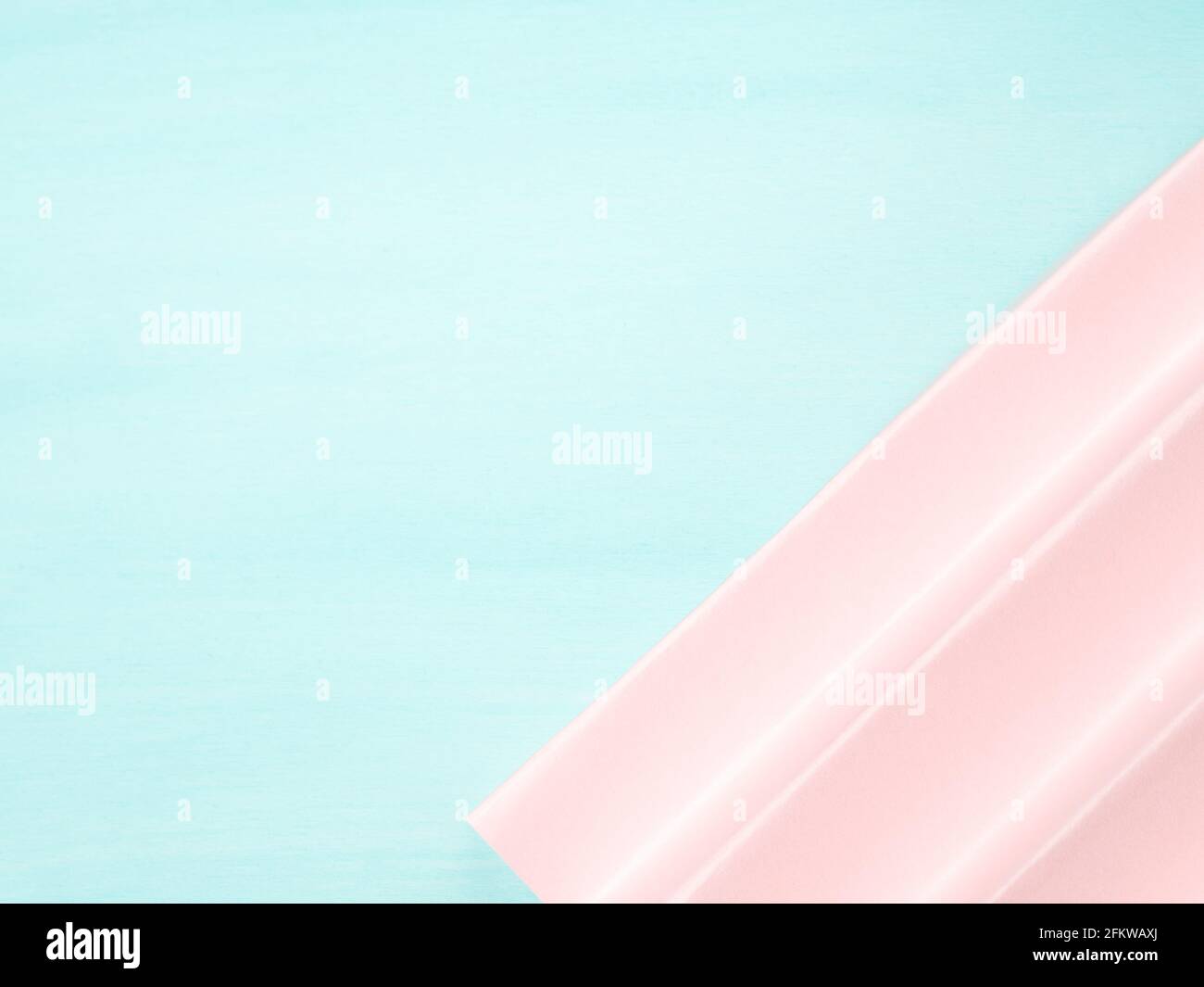 Abstract turquoise pastel color template background with pink paper ...