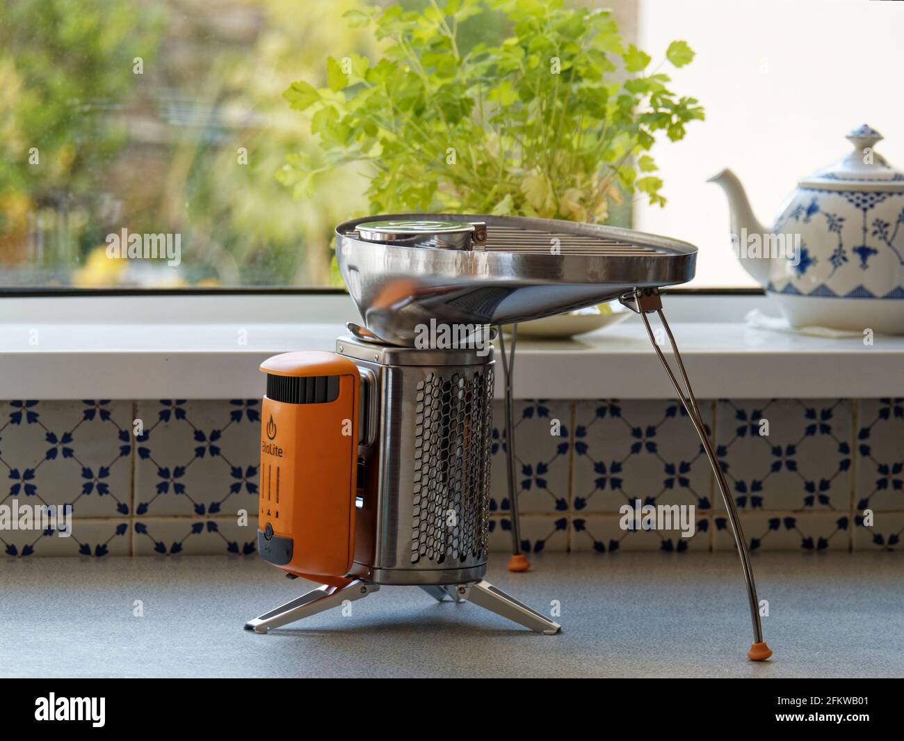 Outdoor Cooking, Mobile Bio Stove Stock Photo - Alamy