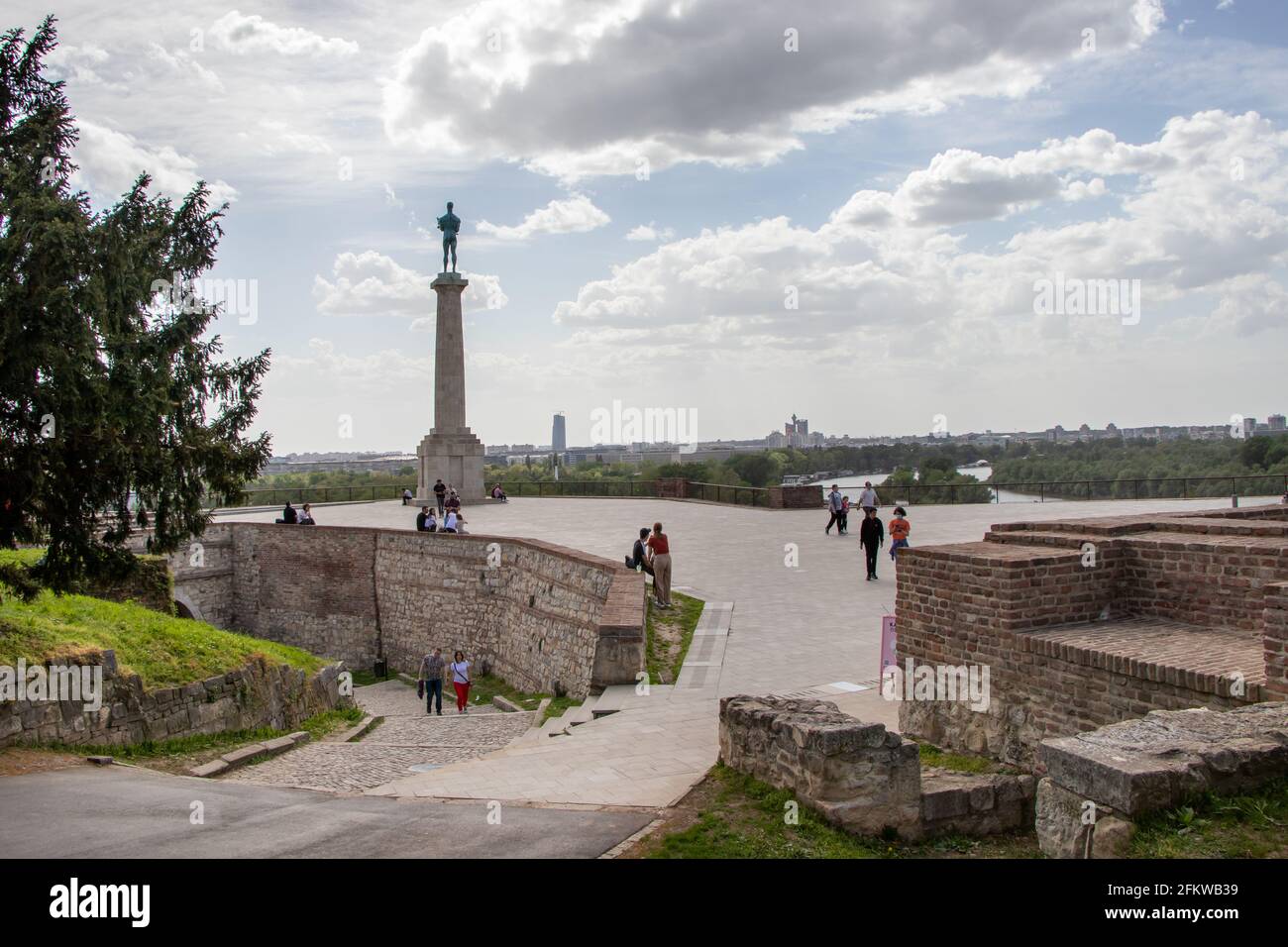 Belgrade, Serbia - May 2, 2021: The Winner monument the symbol of the ...