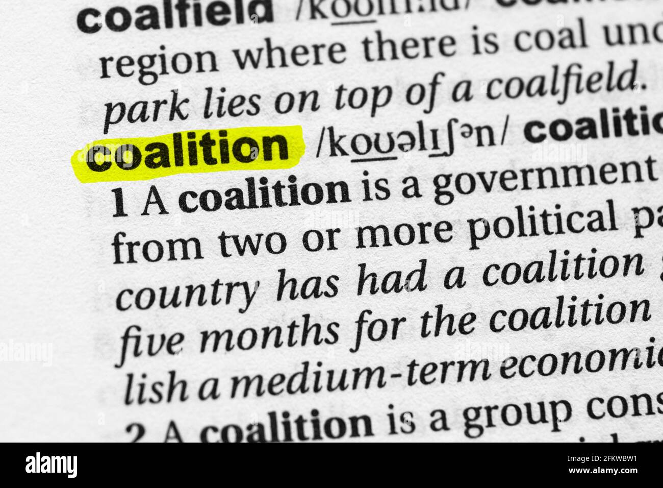 Highlighted word coalition concept and meaning Stock Photo - Alamy