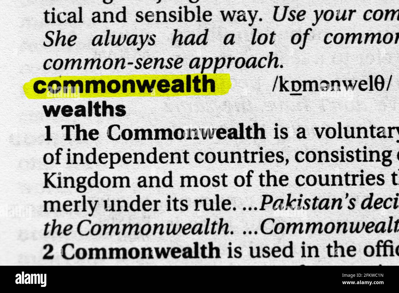 Highlighted word commonwealth concept and meaning Stock Photo - Alamy