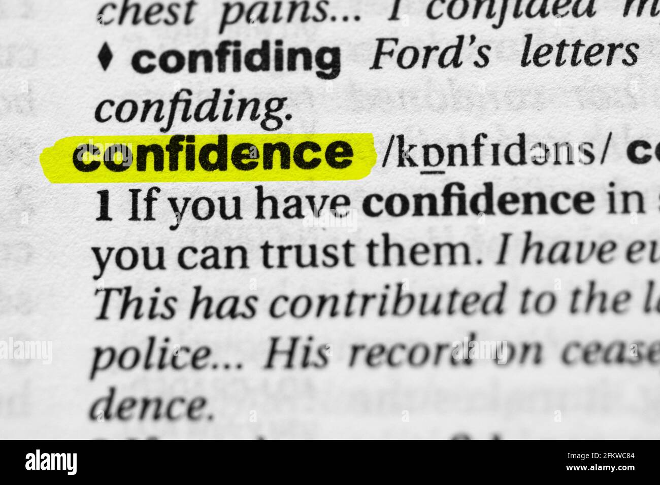 Highlighted word confidence concept and meaning Stock Photo - Alamy