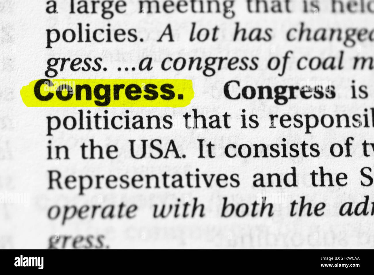 Highlighted word congress concept and meaning Stock Photo - Alamy