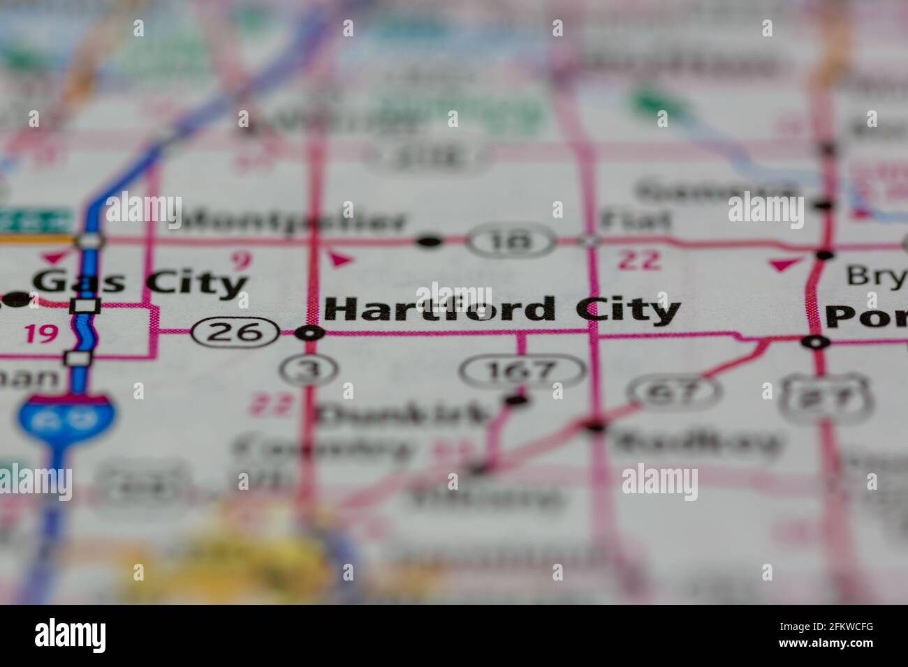 Hartford City Indiana USA shown on a geography map or road map Stock ...