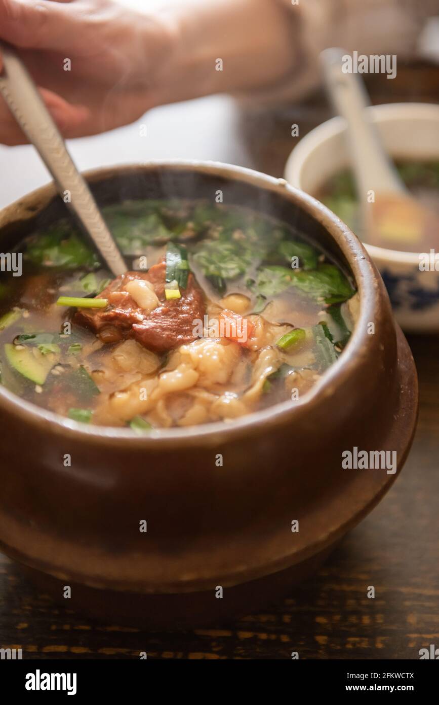 Chinese local cuisine, Pingyao cuisine, guanguanmian, ribs noodle Stock ...