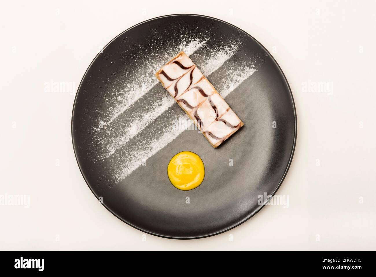 Nouvelle cuisine style presentation of a Millefeuille pastry aka ...