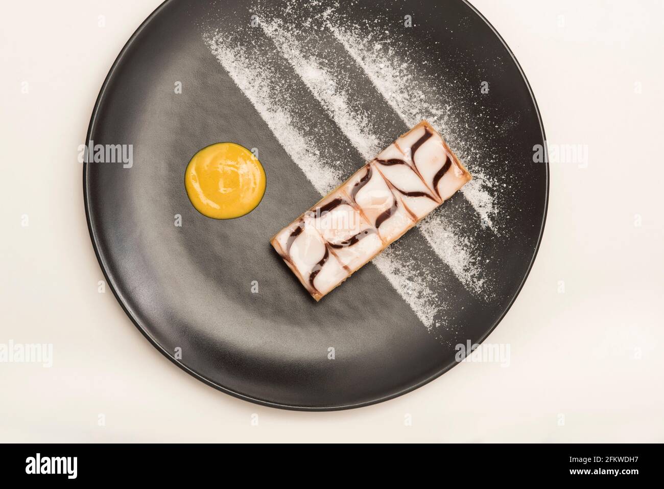 Nouvelle cuisine style presentation of a Millefeuille pastry aka ...