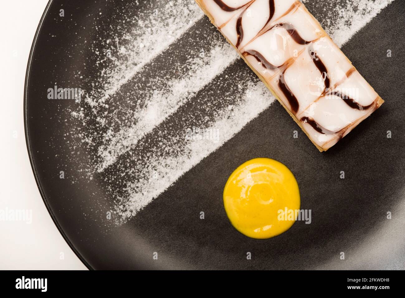 Nouvelle cuisine style presentation of a Millefeuille pastry aka ...