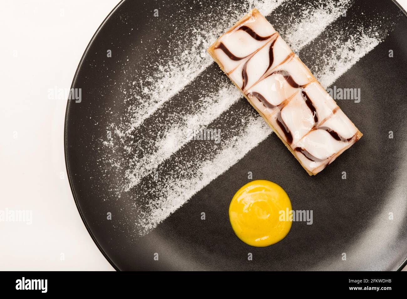 Nouvelle cuisine style presentation of a Millefeuille pastry aka ...