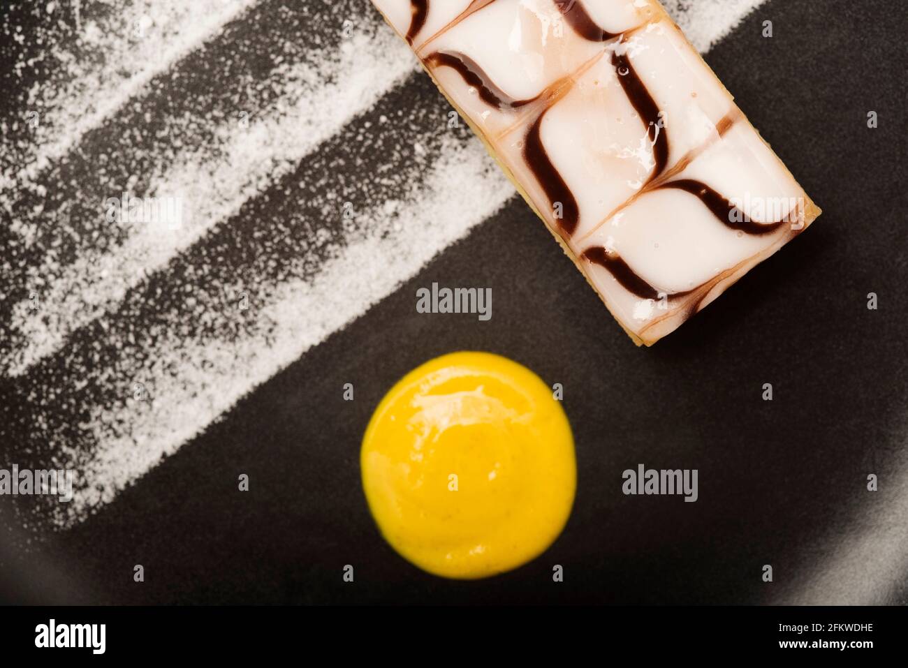 Nouvelle cuisine style presentation of a Millefeuille pastry aka ...