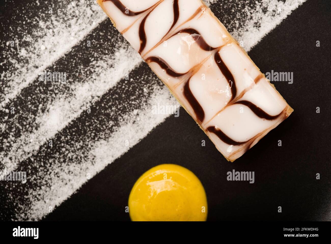 Nouvelle cuisine style presentation of a Millefeuille pastry aka ...