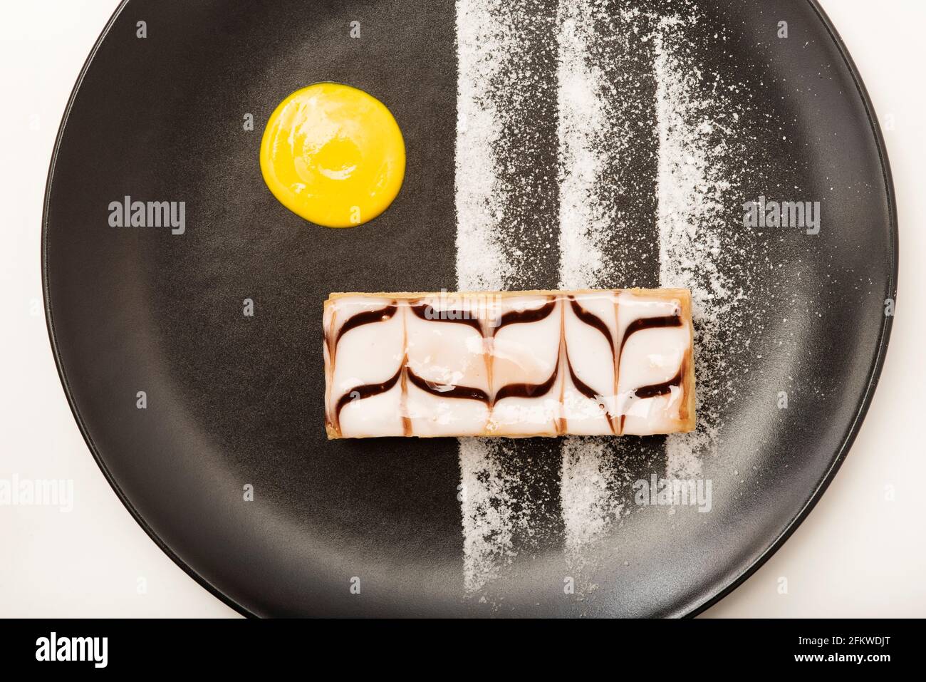 Nouvelle cuisine style presentation of a Millefeuille pastry aka ...