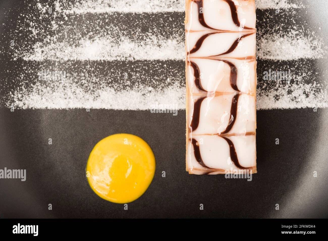 Nouvelle cuisine style presentation of a Millefeuille pastry aka ...