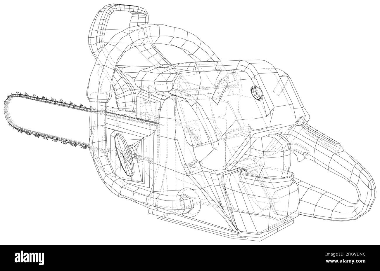 Vector outline chainsaw. Wire-frame. EPS10 format. Vector created of 3d ...
