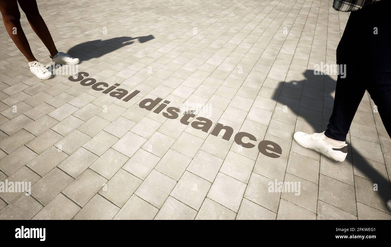 Concept or conceptual 3d illustration of two women meeting following ...