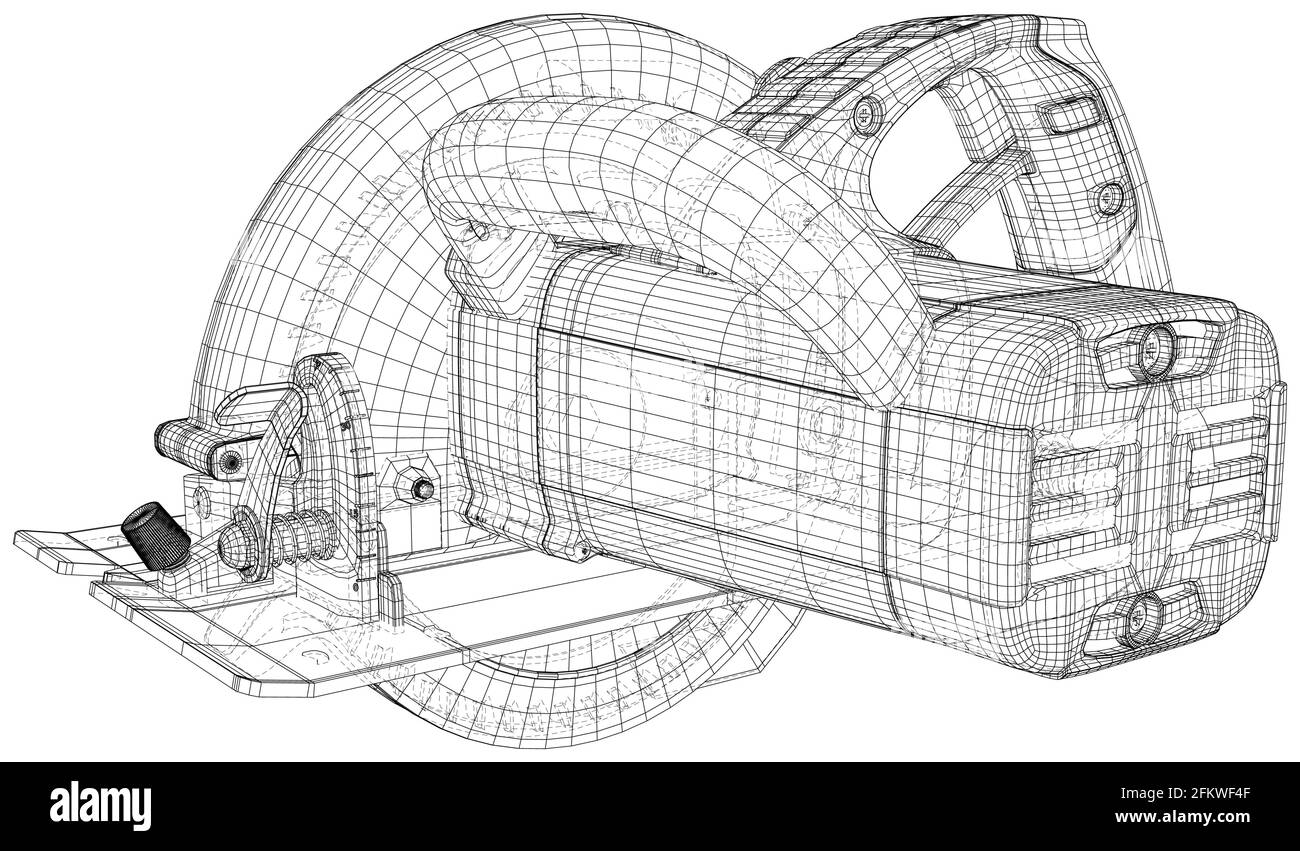 Circular electric saw. Power Tools. Circular saw. Wire-frame EPS10 ...
