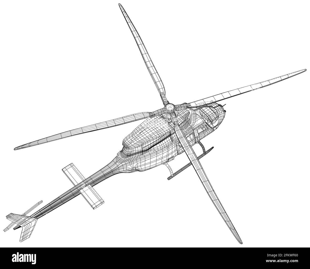 Flying helicopter. EPS10 format. Wire-frame Vector created of 3d ...