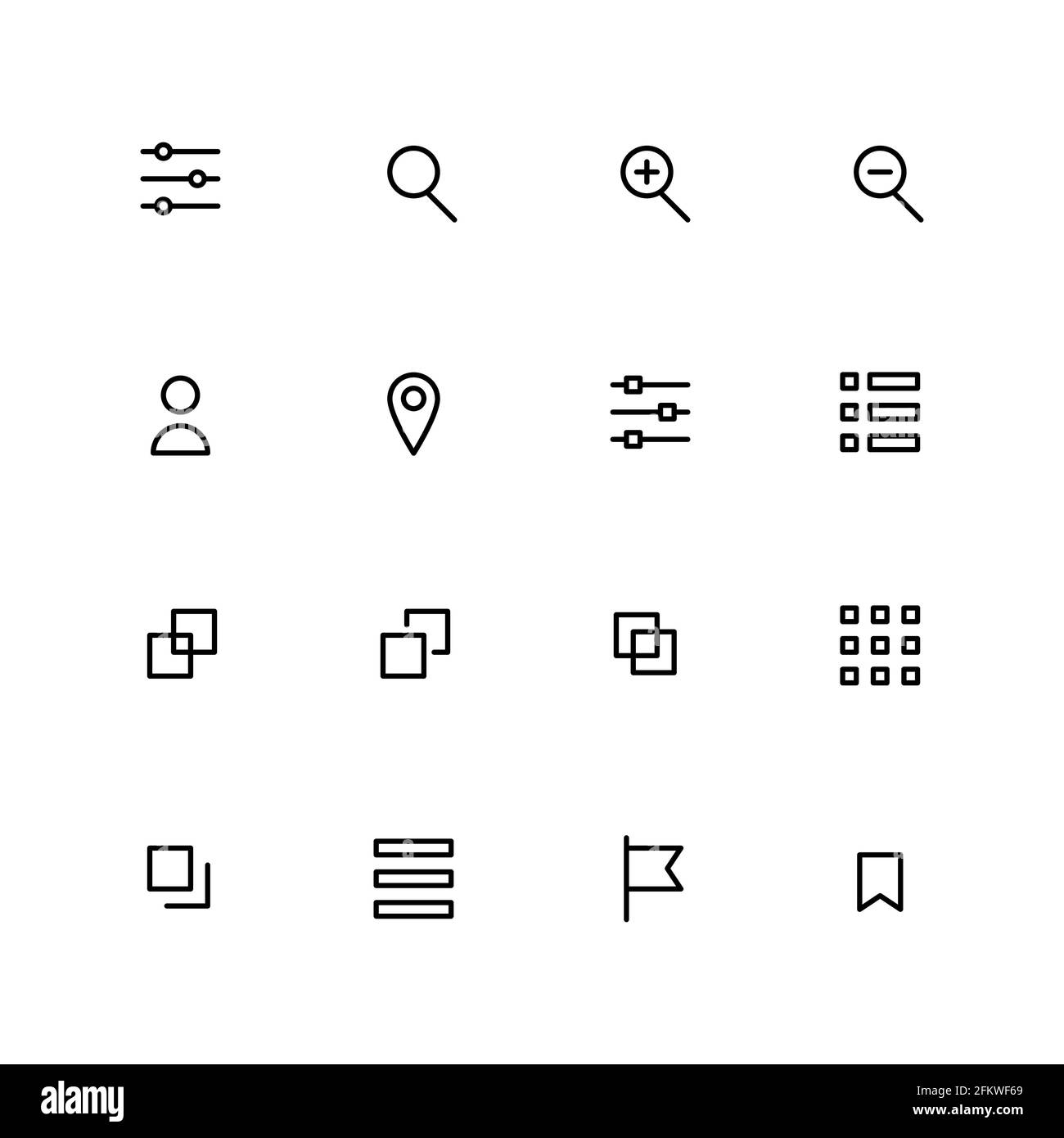 Pixel perfect editable stroke simple ui icons Stock Vector Image & Art ...