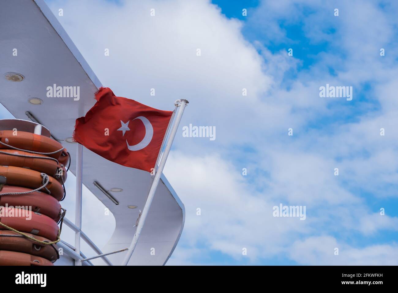 Turkish flag on a ferry Stock Photo - Alamy