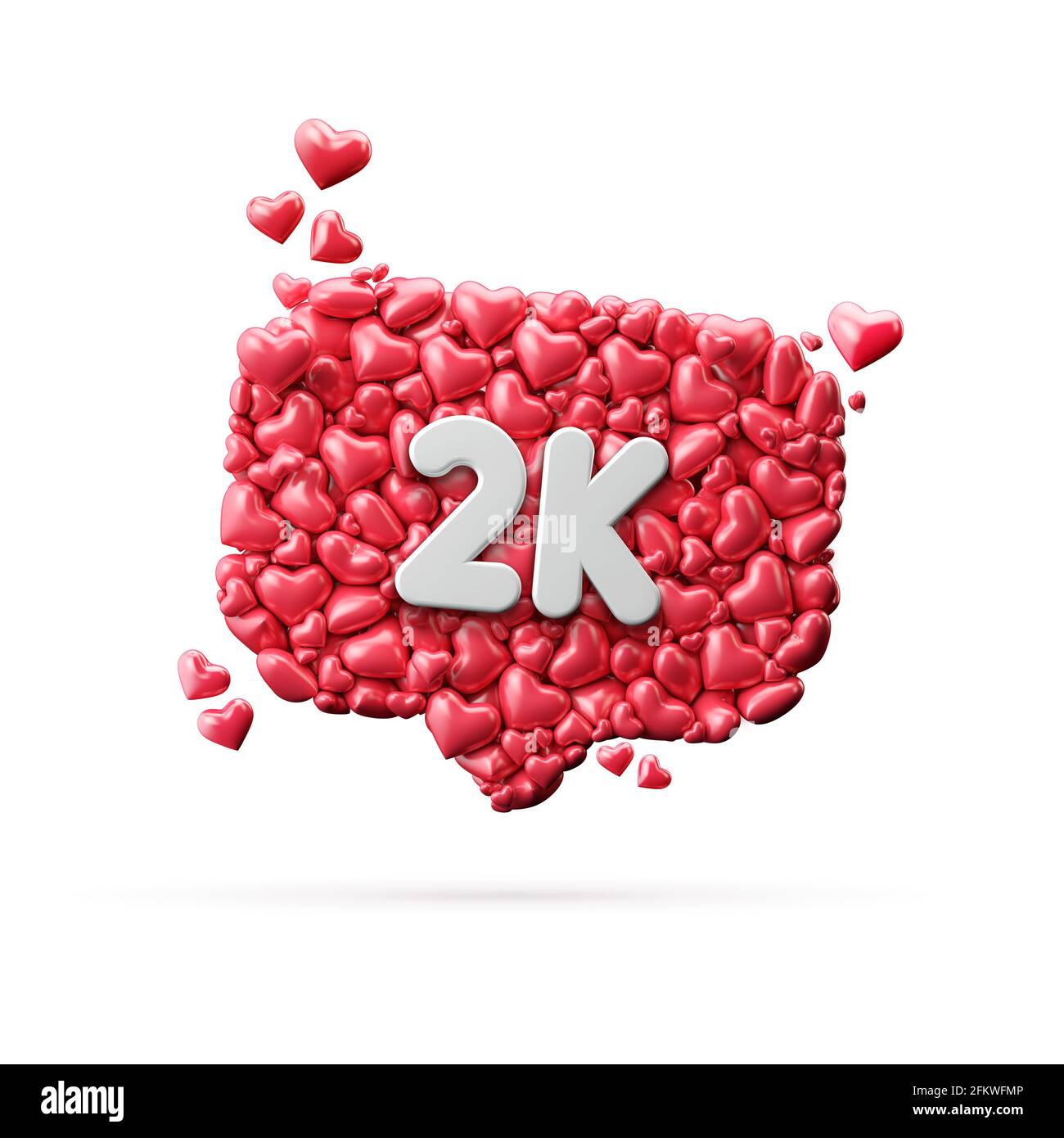 2 thousand social media influencer subscribe or follow banner. 3D ...