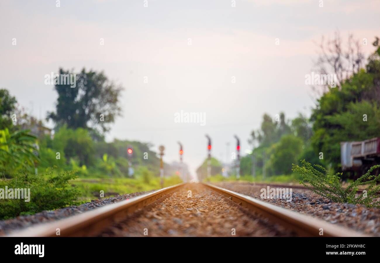 Railroad At Thailand Train Station. Platform of the rural station with ...