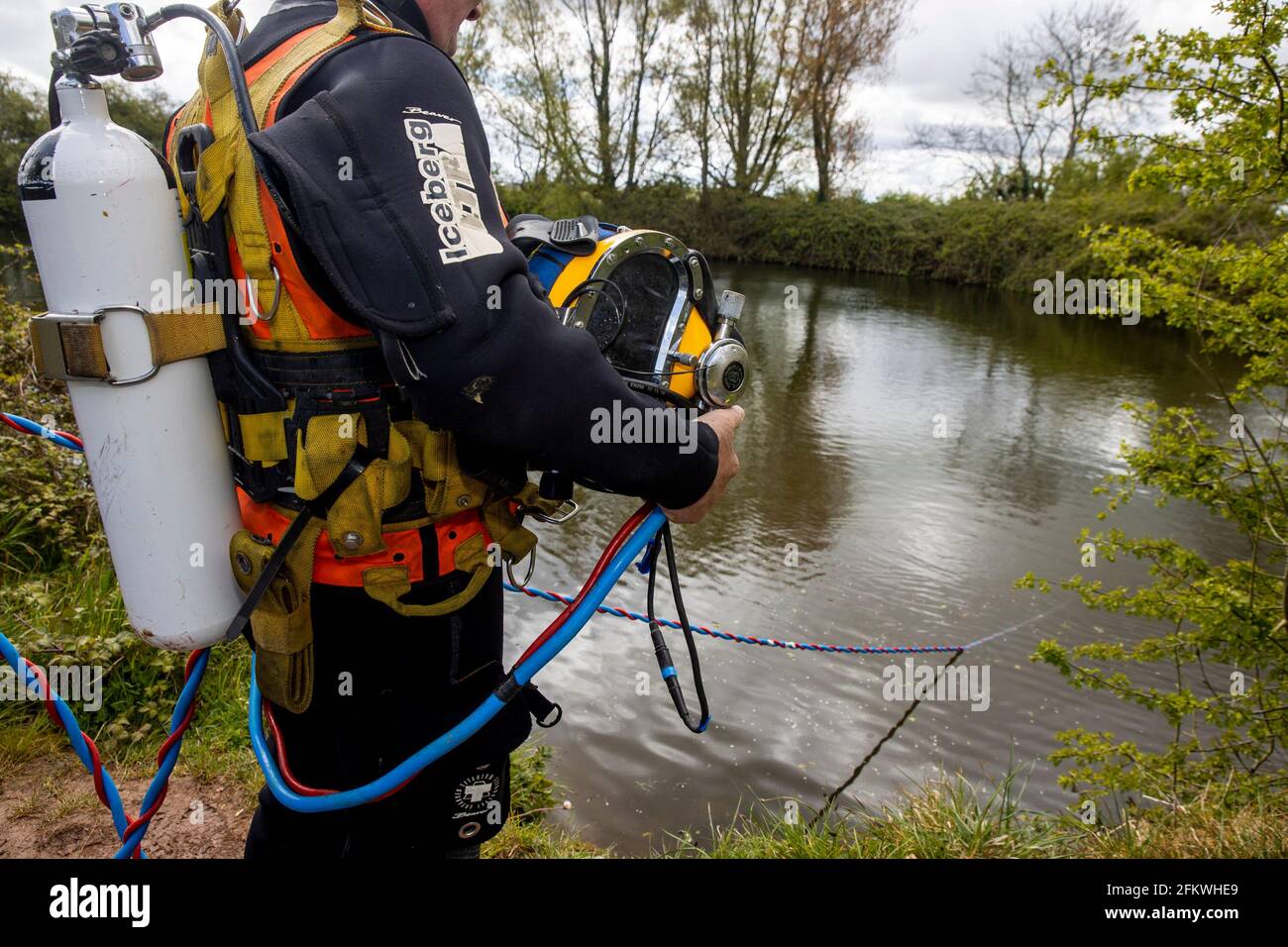 A diver team at the bank of The Clay Pits, Ballyhalbert, Northern ...