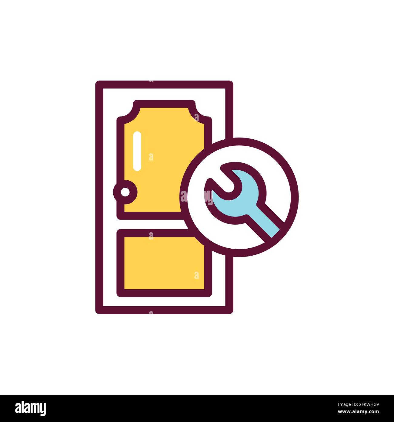 Install door color line icon. Handyman service. Isolated vector element ...