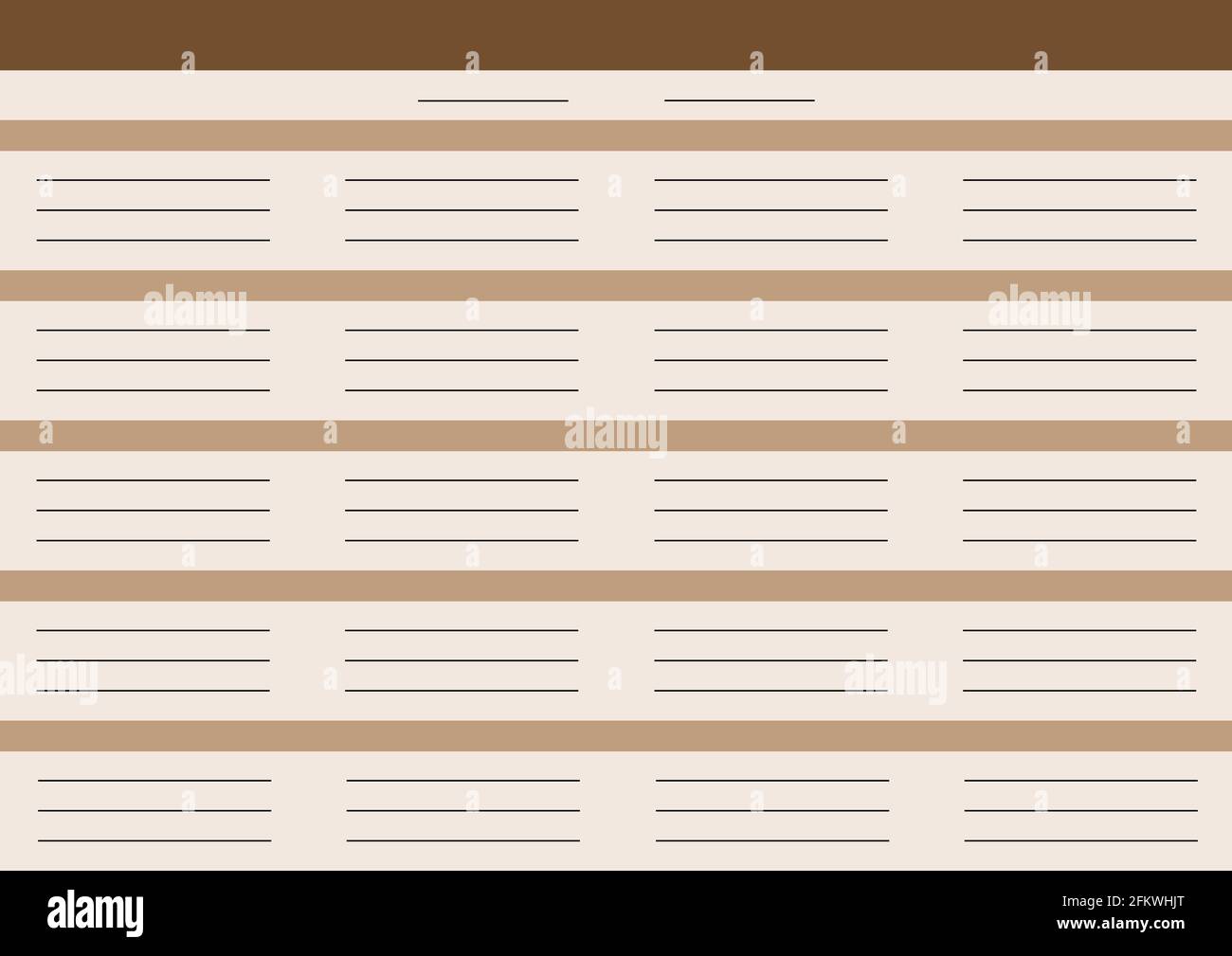 Illustration of table with brown and beige cells with copy space on ...