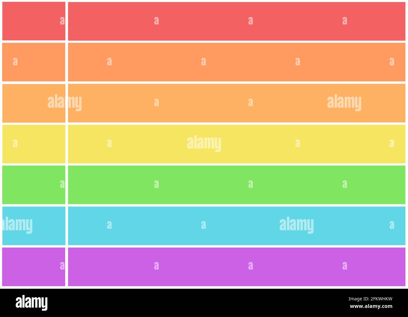 Illustration of table with rainbow cells with copy space and white ...