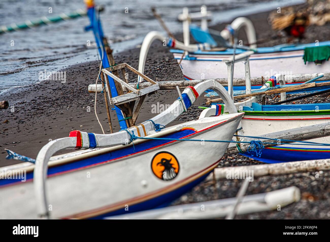 Tilt Shift image of a traditional Balinese Fishing Boat ( Jukung Stock ...