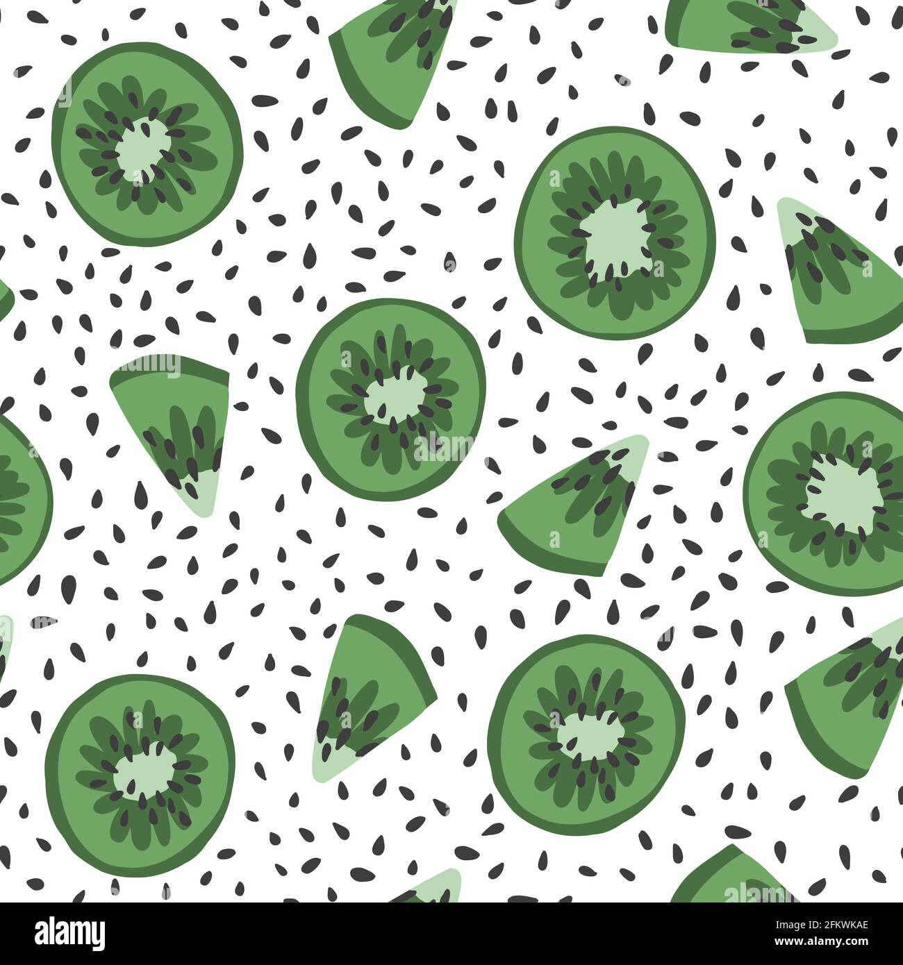 Kiwi slice with seeds print. Seamless pattern with kiwi fruits ...
