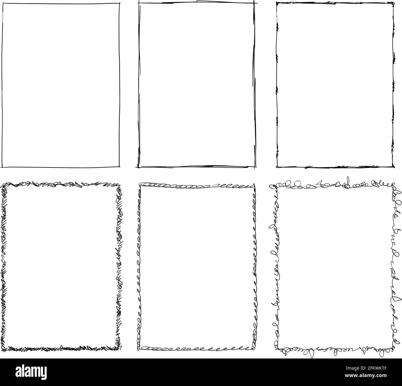 Set of Sketchy Ornamental Frames, Cartoon Hand Drawing Stock Vector ...