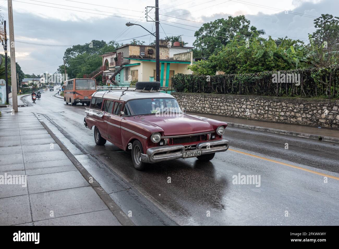 Cuban vintage American cars driving, Cuba transportation scene in the ...