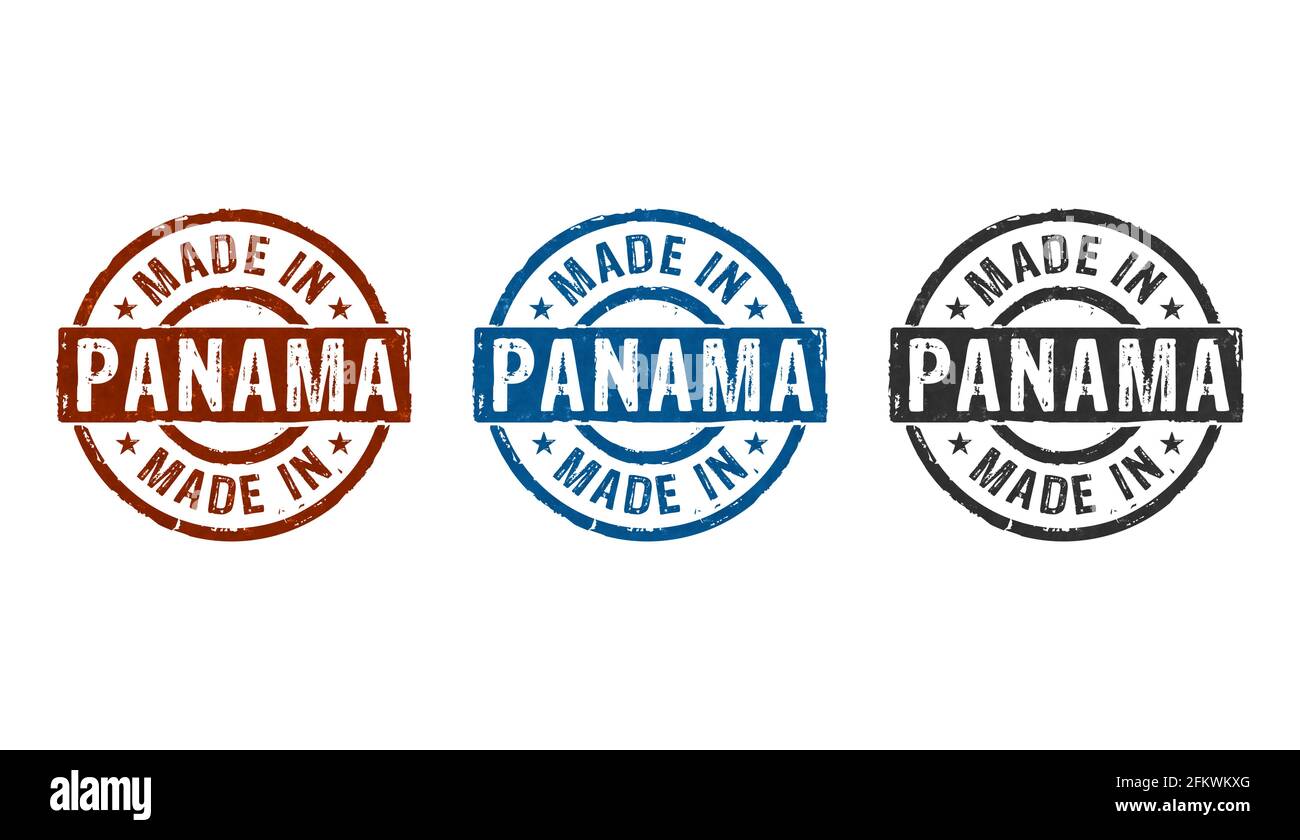 Made in Panama stamp icons in few color versions. Factory ...