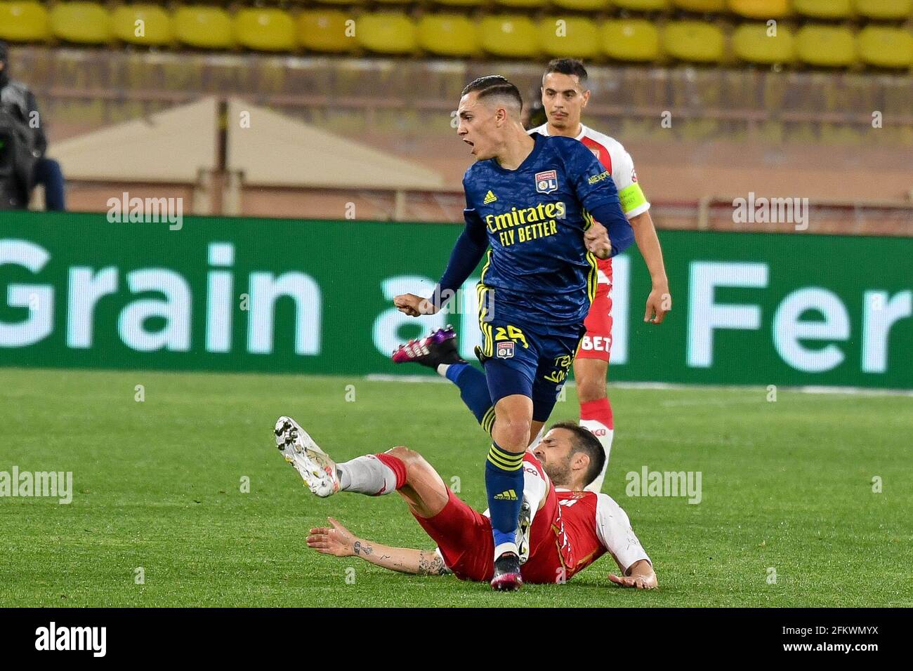 Maxence Caqueret #25 on the field during the Monaco vs Lyon - Ligue 1 ...