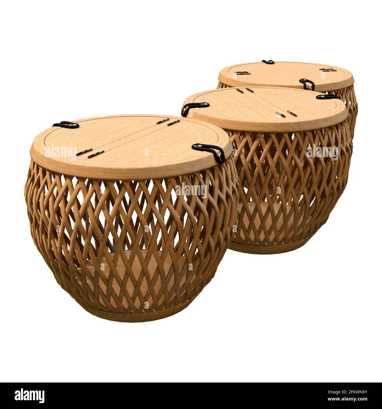 3D rendering of Asian fishing baskets isolated on white background ...