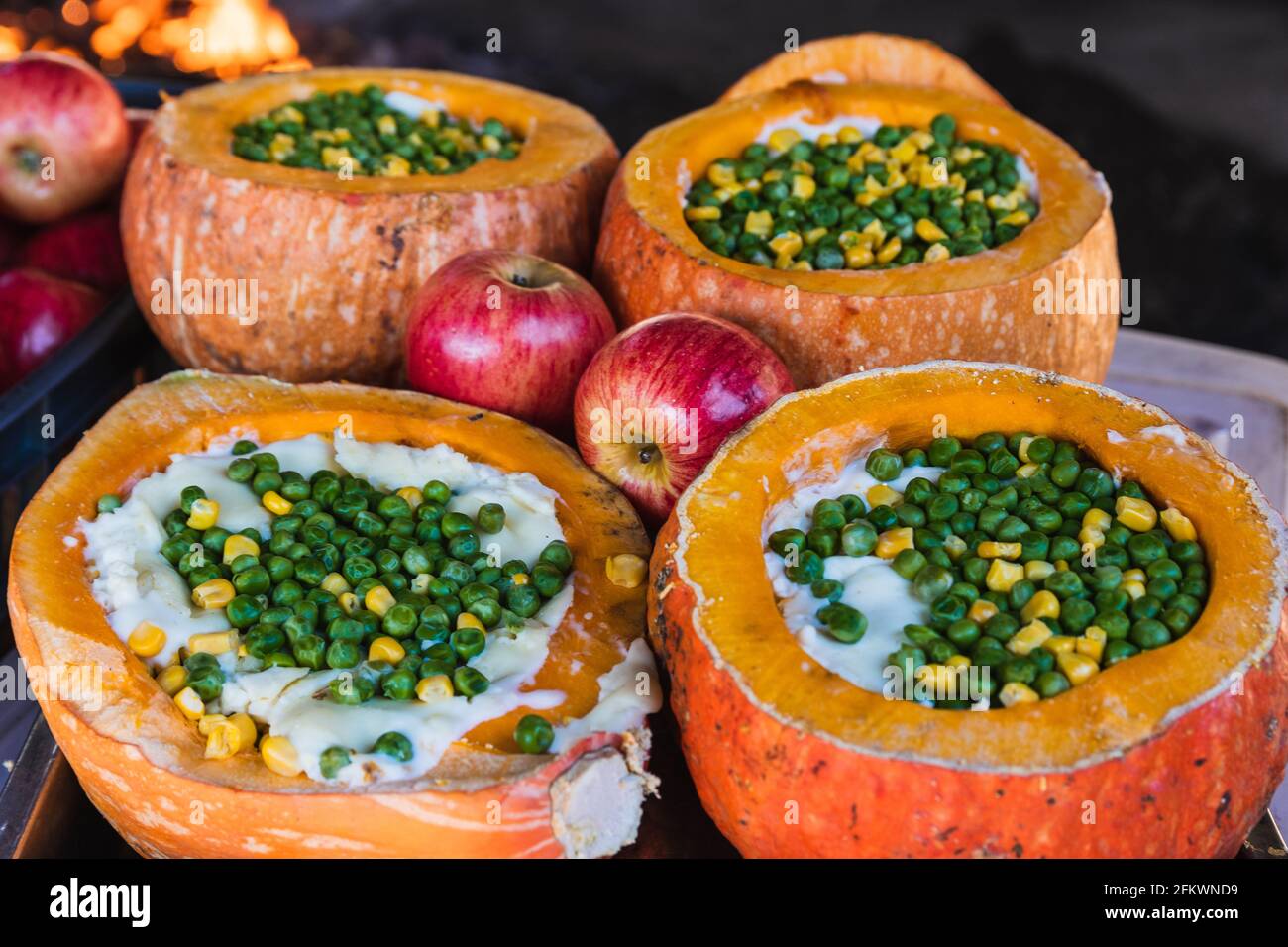 Traditional curanto food Rellenos with squash pumpkins Stock Photo - Alamy
