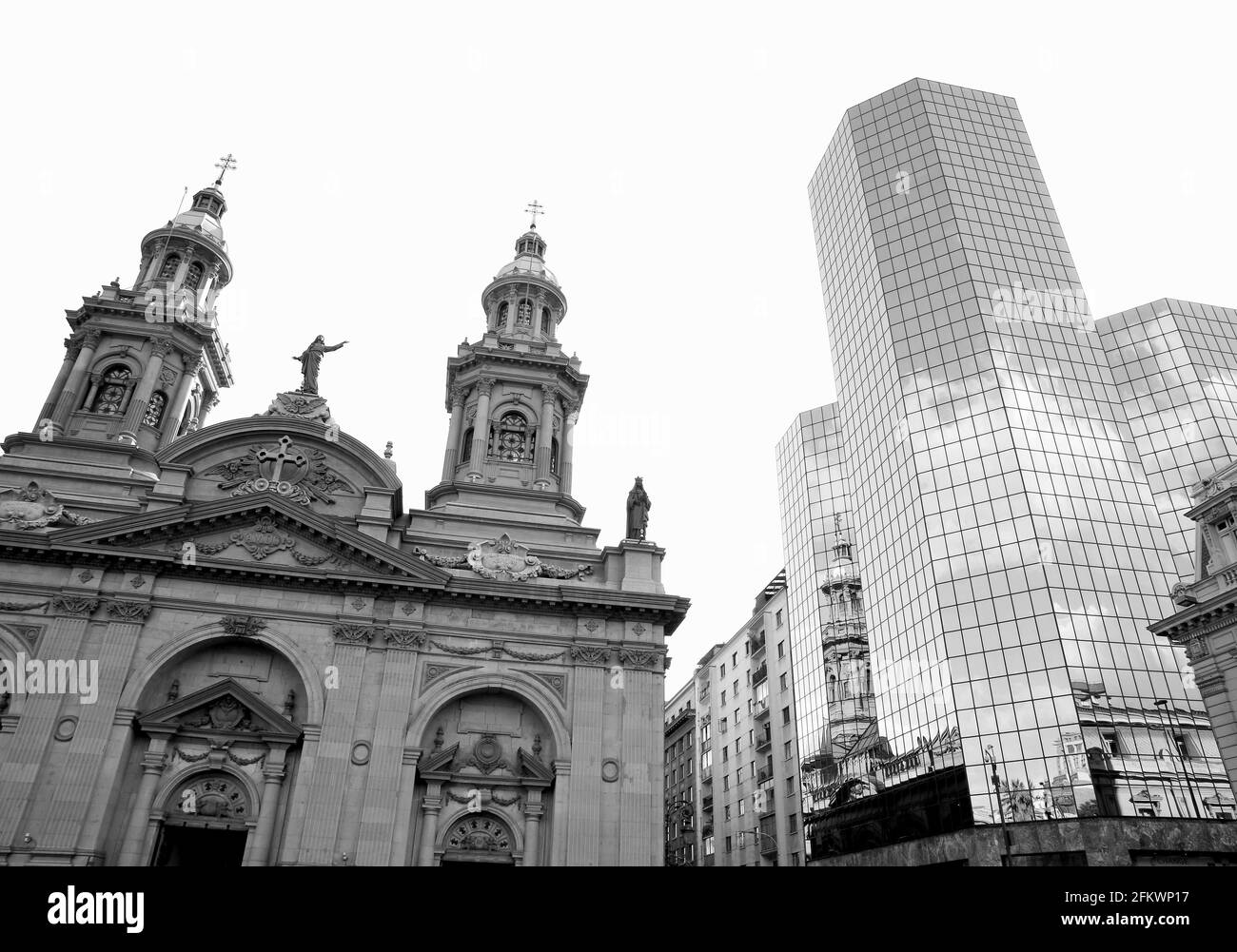 Santiago chile cathedral metropolitan cathedral Black and White Stock ...