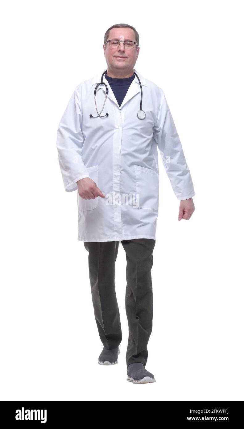 in full growth. male doctor with a stethoscope striding forward Stock ...