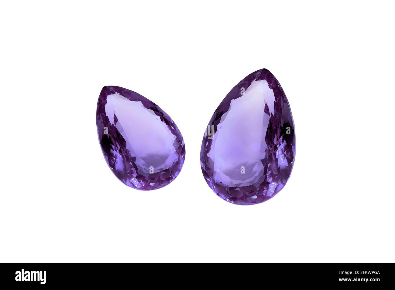 Amethyst in pear shape on a white background Stock Photo - Alamy
