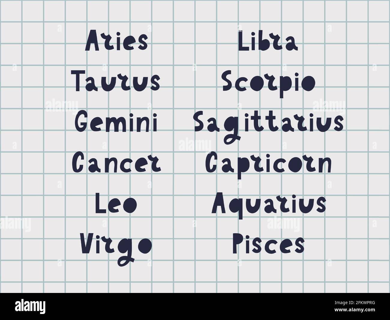 Zodiac lettering Vector Sign. Cartoon astrology text illustration ...