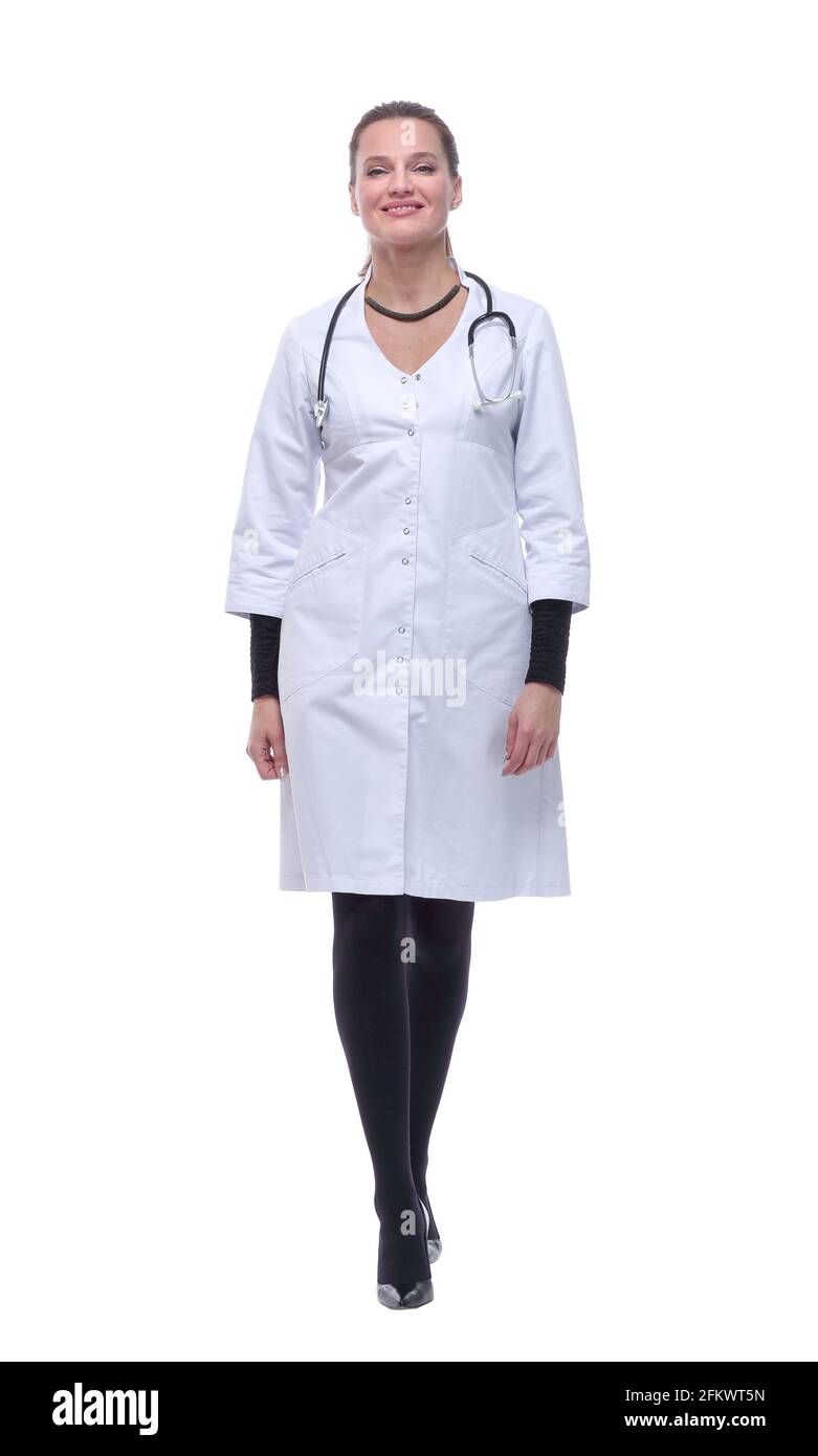 in full growth. female paramedic walking forward Stock Photo - Alamy