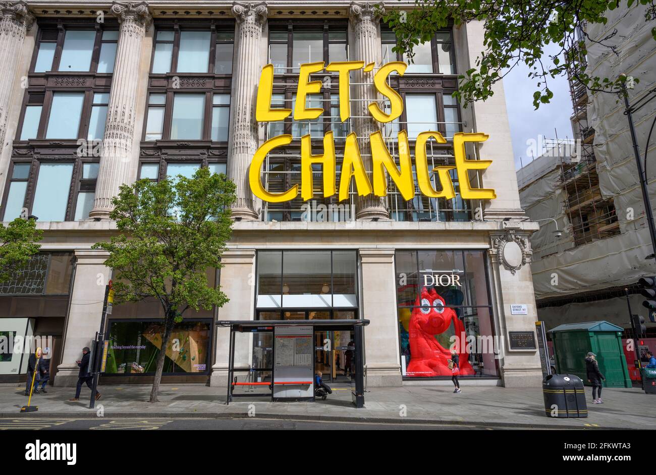 Oxford Street, London, UK. 4 May 2021. Window displays at Selfridges ...