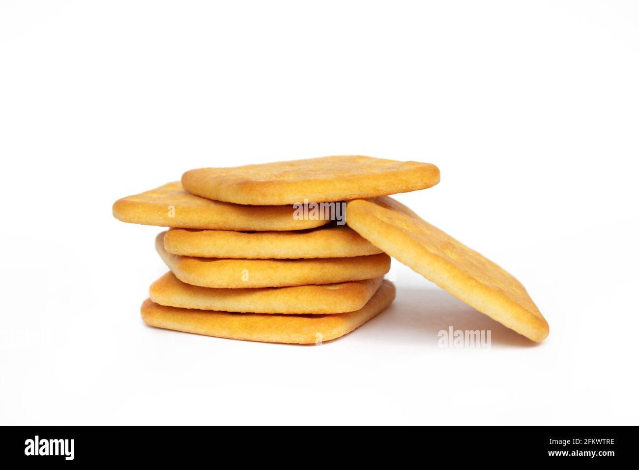 saltine cheese crackers on white isolated background top view Stock ...