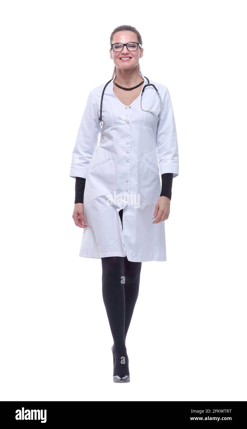 in full growth. confident female medic striding forward Stock Photo - Alamy
