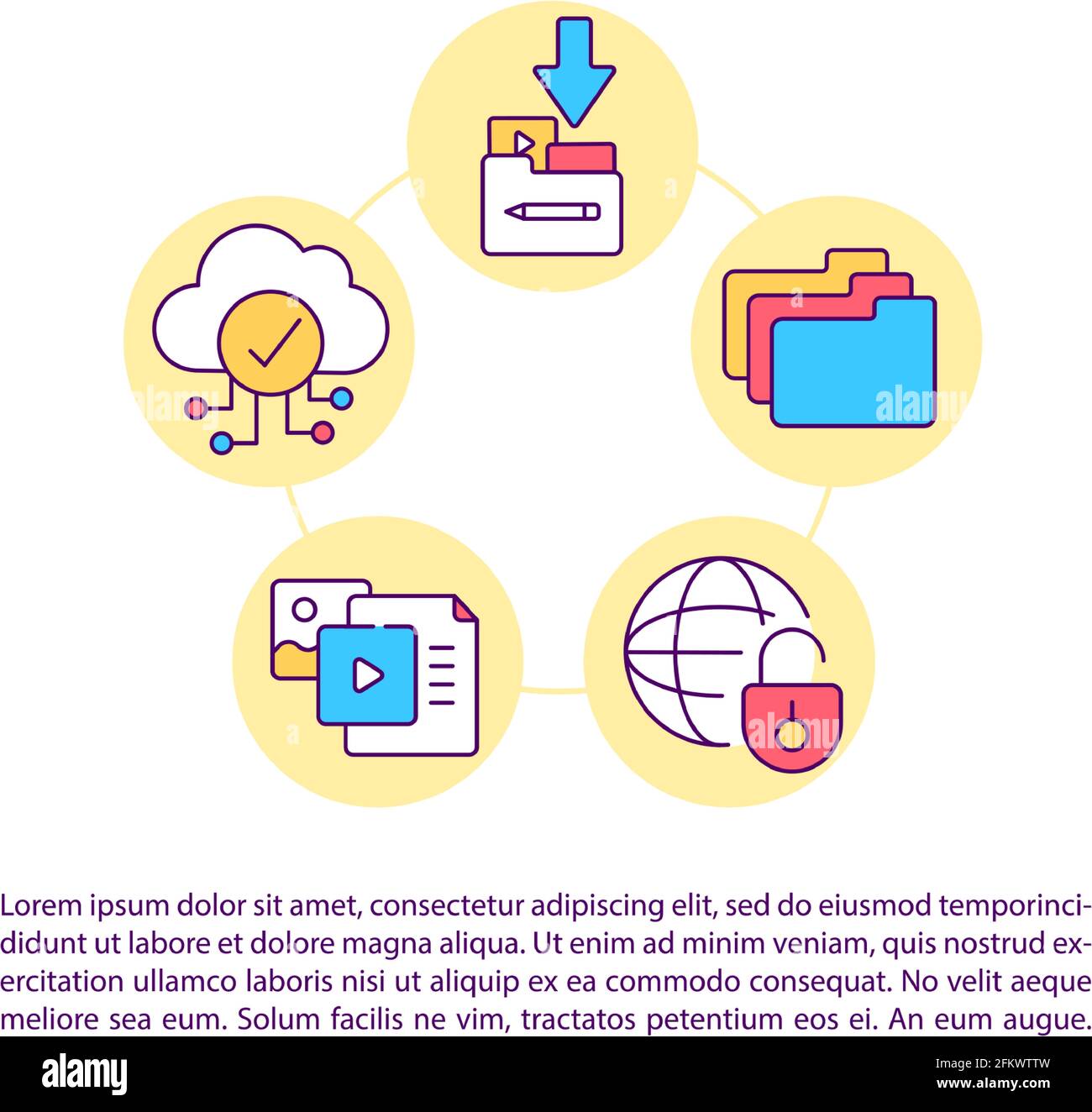 Distribution and digital transmission concept line icons with text ...