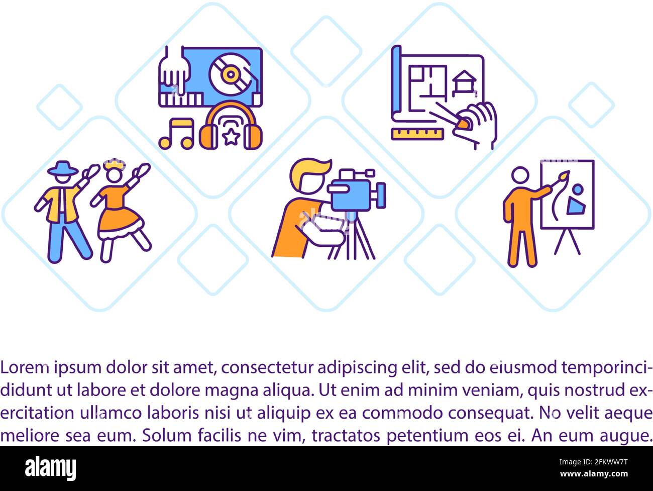 Works subject to copyright law concept line icons with text Stock ...