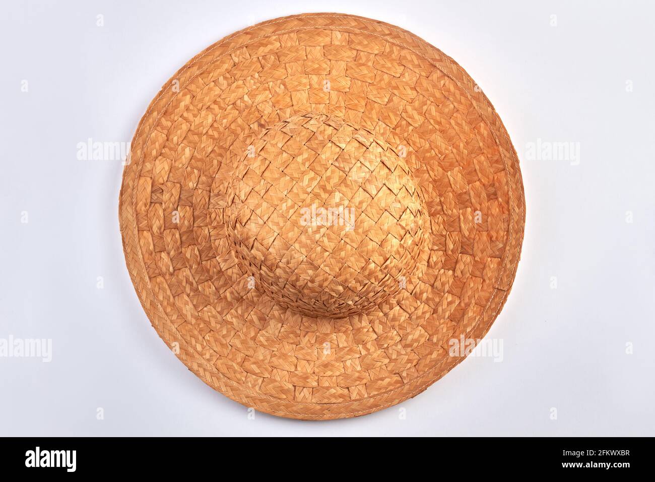 Top view of vintage straw hat on white background Stock Photo - Alamy