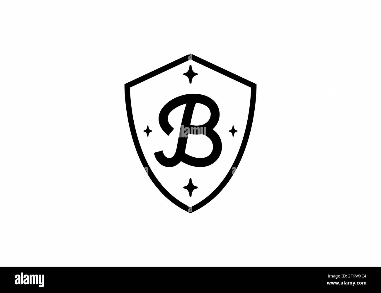 Black line art of B initial letter in shield shape design Stock Vector ...