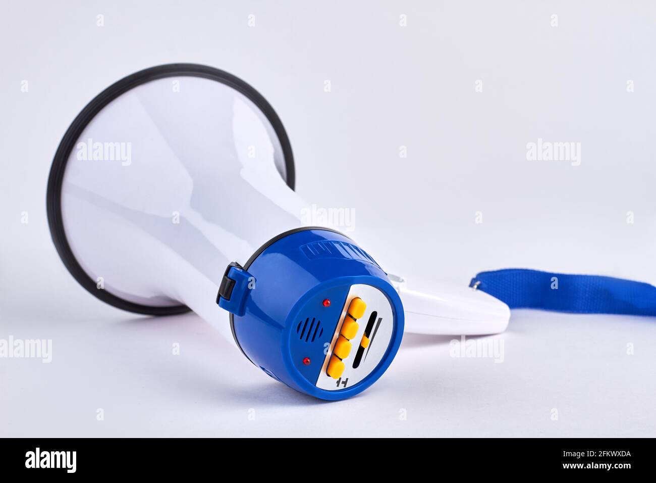 New blue electronic megaphone islated on white background Stock Photo ...